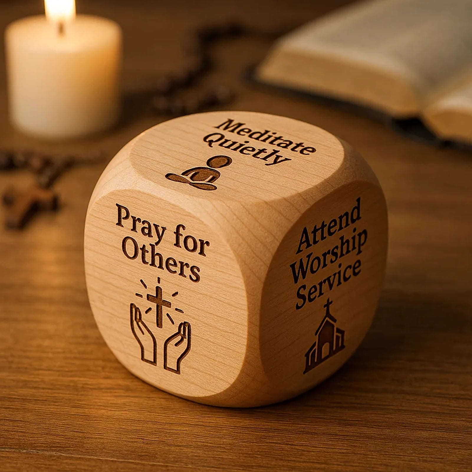 Taolixe Christian Prayer Dice Handmade Wooden 6-Sided Decision Dice ...