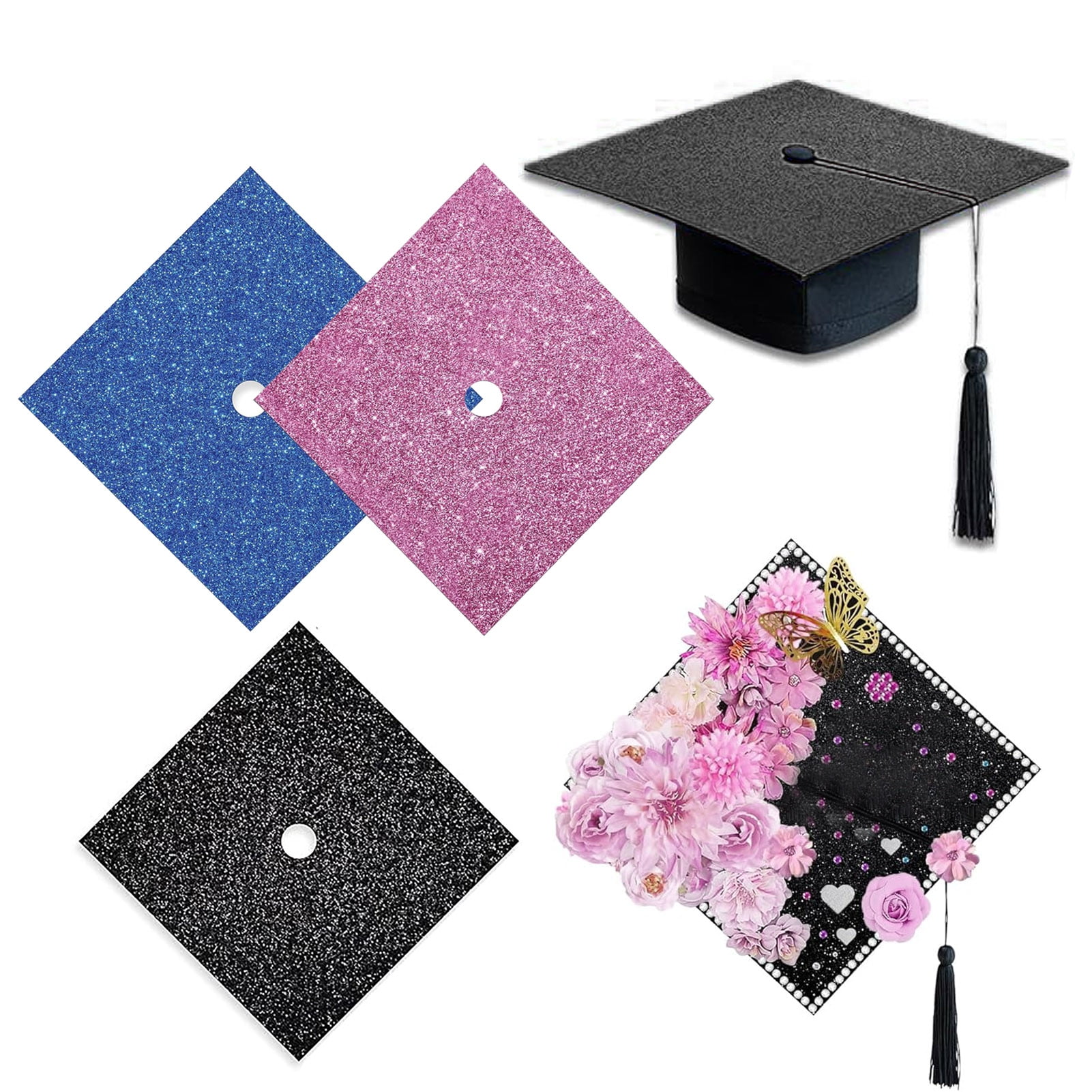 Taolixe Clearance 10 Pcs Glitter Cardstock Paper for Graduation Cap Decorations 10" x 10 ...