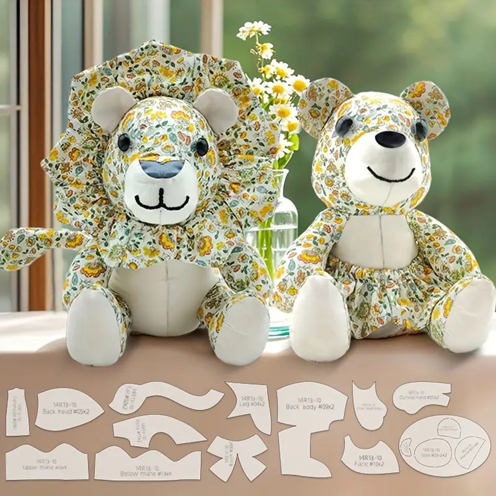 Taolixe Clearance 13 Pcs/Set Lion Sewing Patterns for Beginners Stuffed Animal Toy Sewing ...