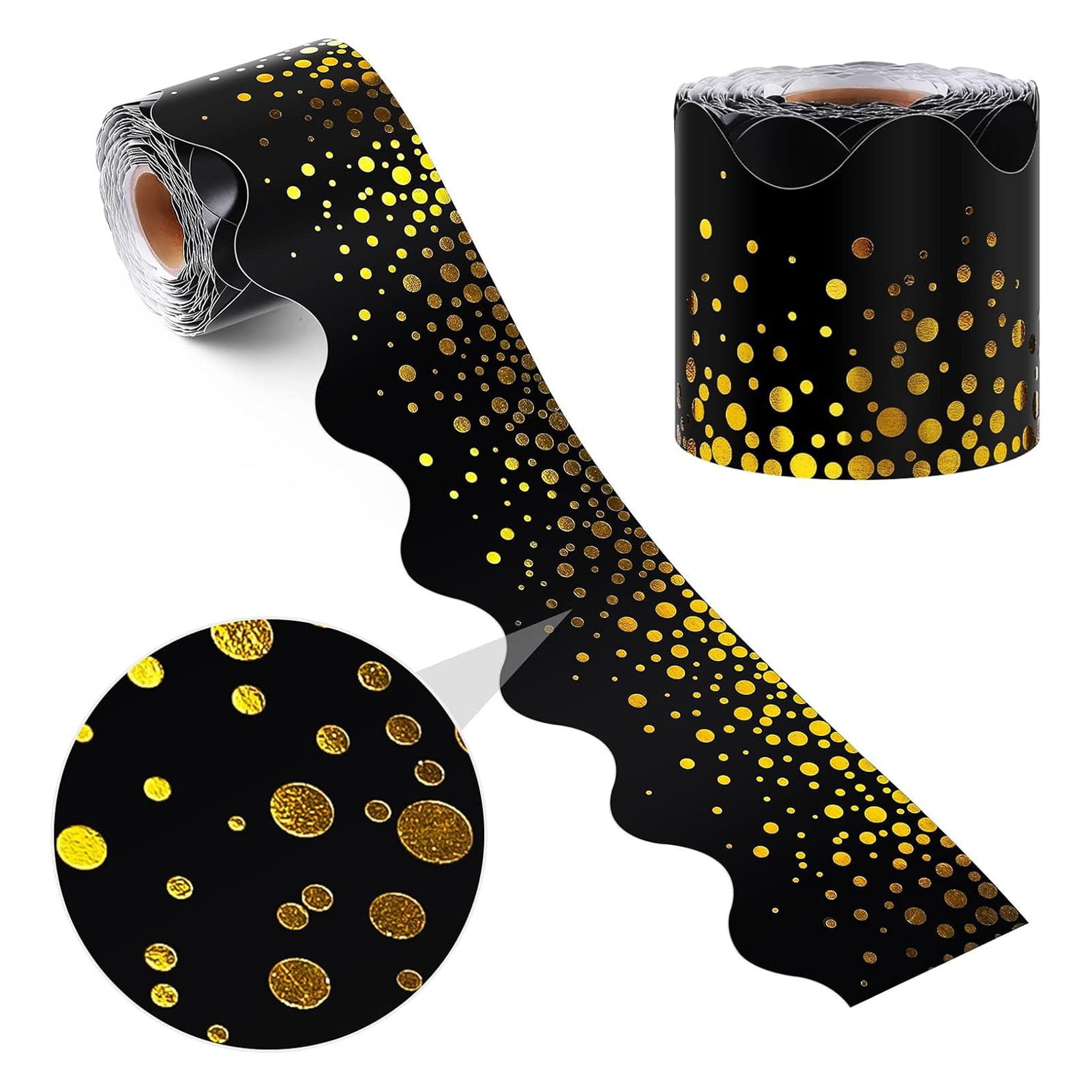 Taolixe Clearance 59ft Gold Confetti on Black Rolled Border Trim ...