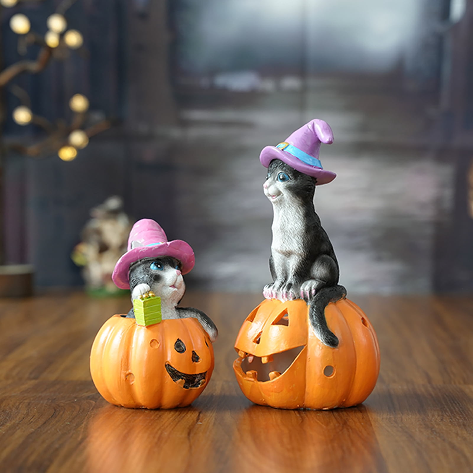 Taolixe Clearance-Resin Figurine Halloween Cat on Pumpkin Figurine Cute ...
