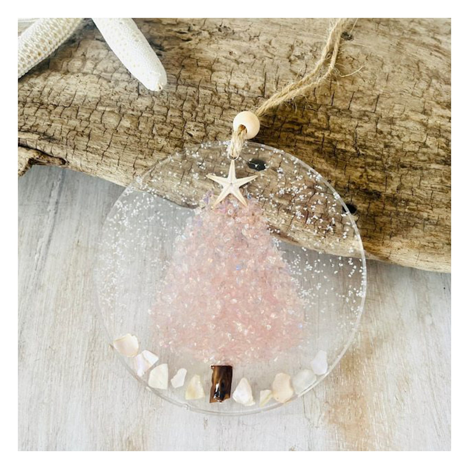 Taolixe Coastal Christmas Ornament Hanging Sea Glass Pieces Light ...