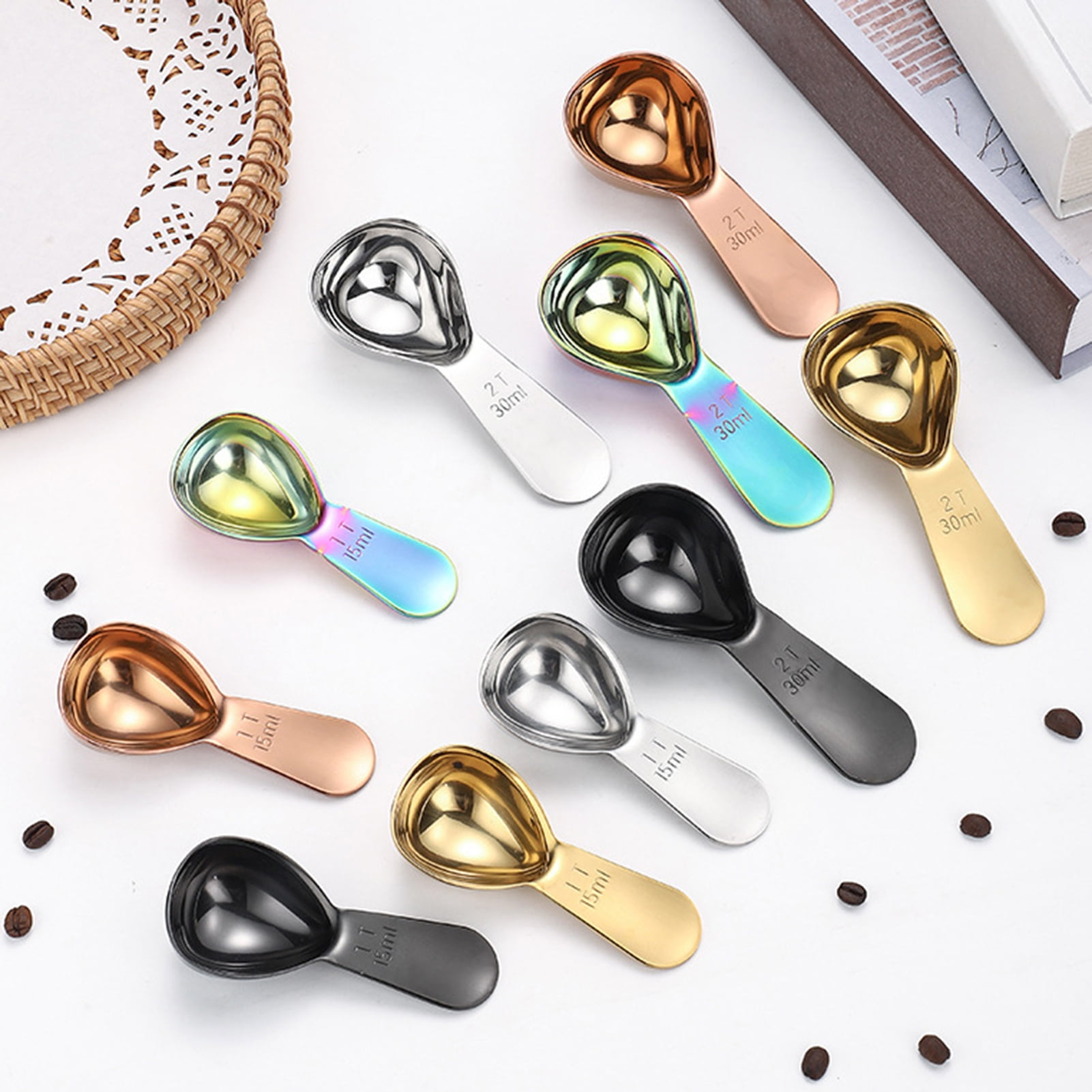 Taolixe Coffee Scoop Stainless Steel Measuring Spoon 15/30ml Tablespoon ...
