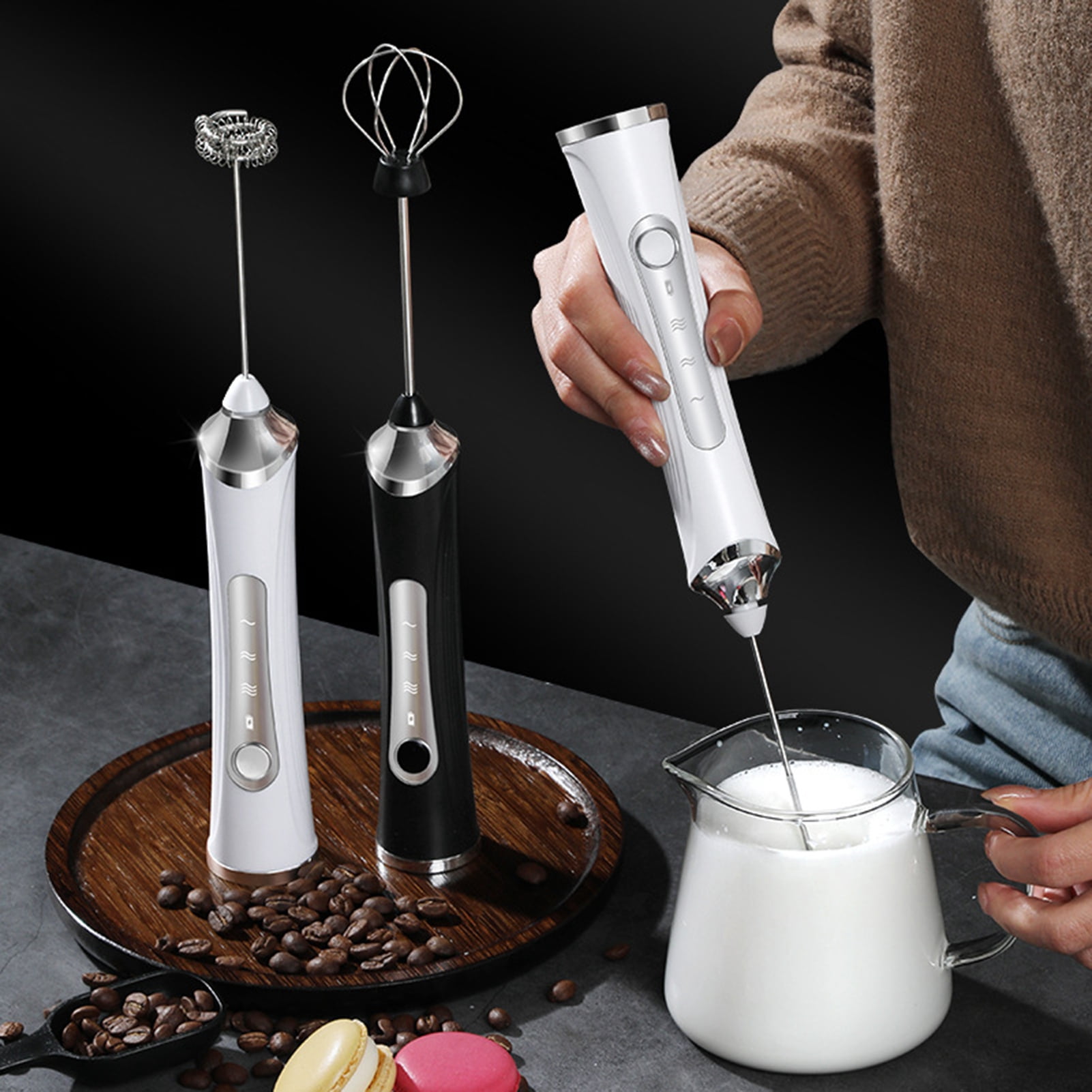 Taolixe Electric Milk Frother Rechargeable Egg Beater 3 Speeds Wireless ...
