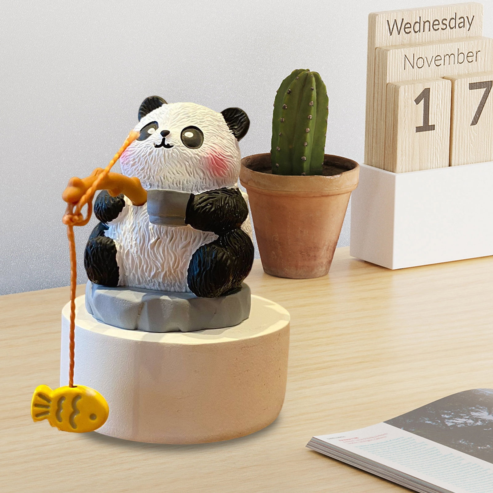 Taolixe Fishing Animals Figurine Resin Panda Groundhog Capybara Statue Angler Animal Series ...