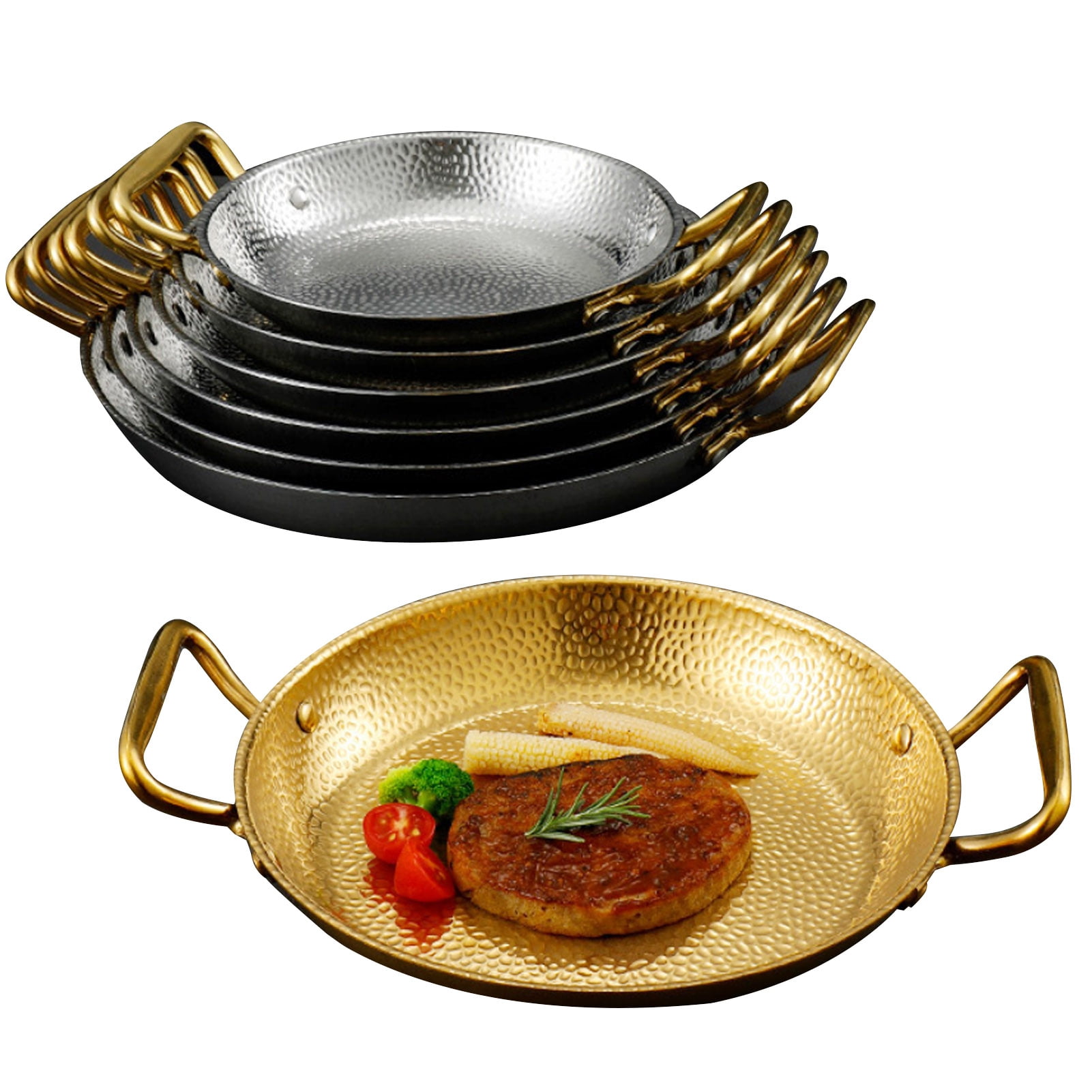 Taolixe Fry Pot Saucepan Hammered Stainless Steel Paella Cooker Double ...