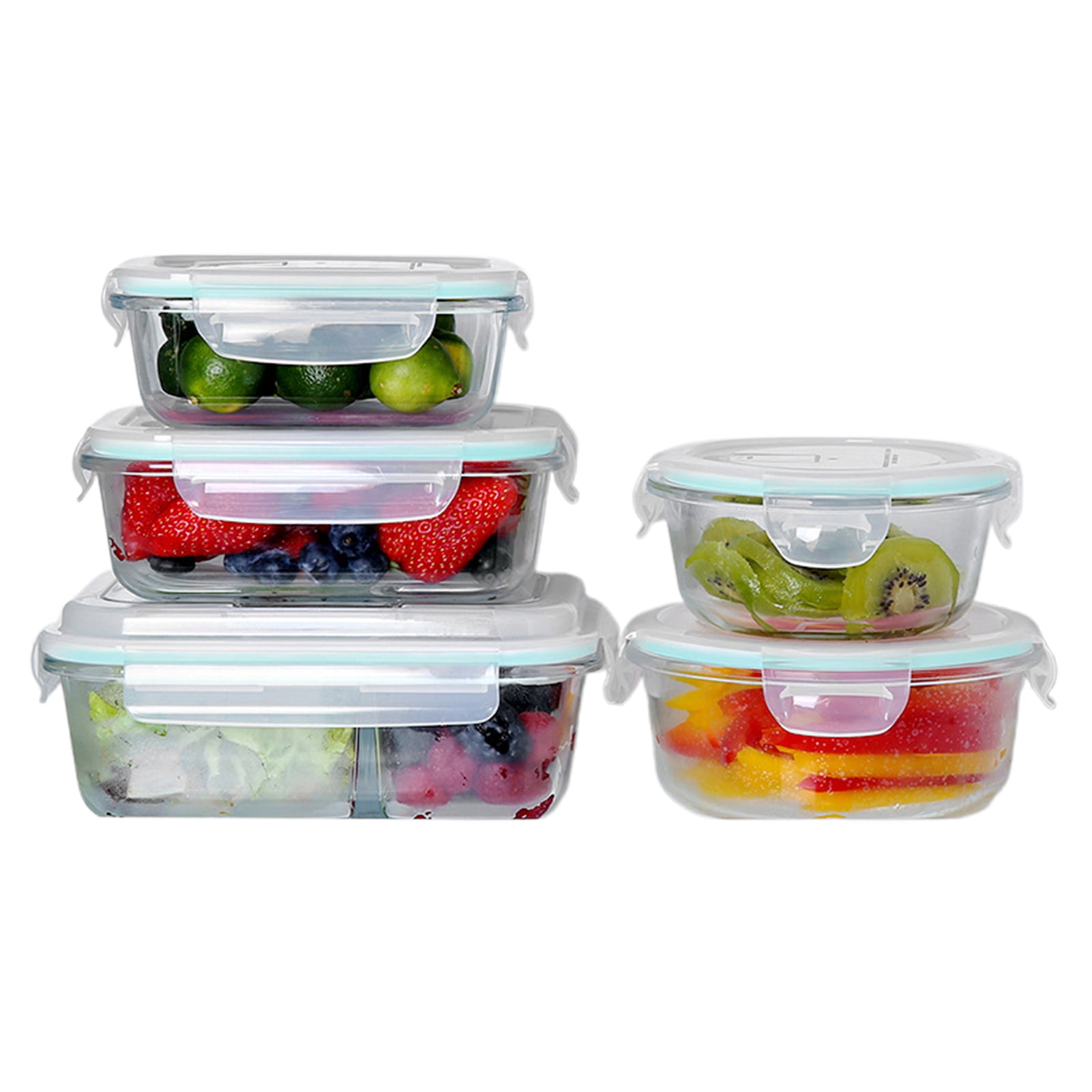 Taolixe Glass Lunchbox Bento Box Divided Meal Prep Containers with Lids ...