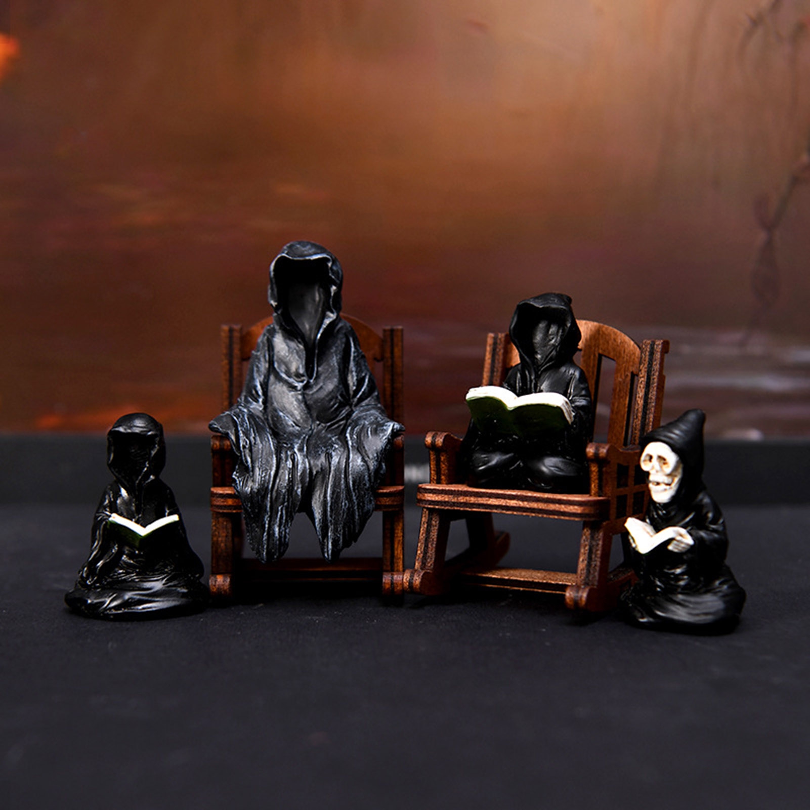 Taolixe Halloween Witch Figurine Resin Miniature Grim Reaper Statue ...