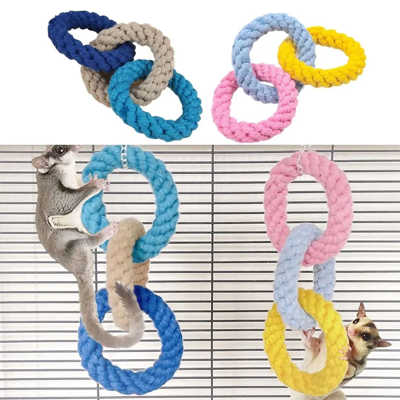 Taolixe Hamster Climbing Rope Toy Bird Swing Cage Accessory Bright ...