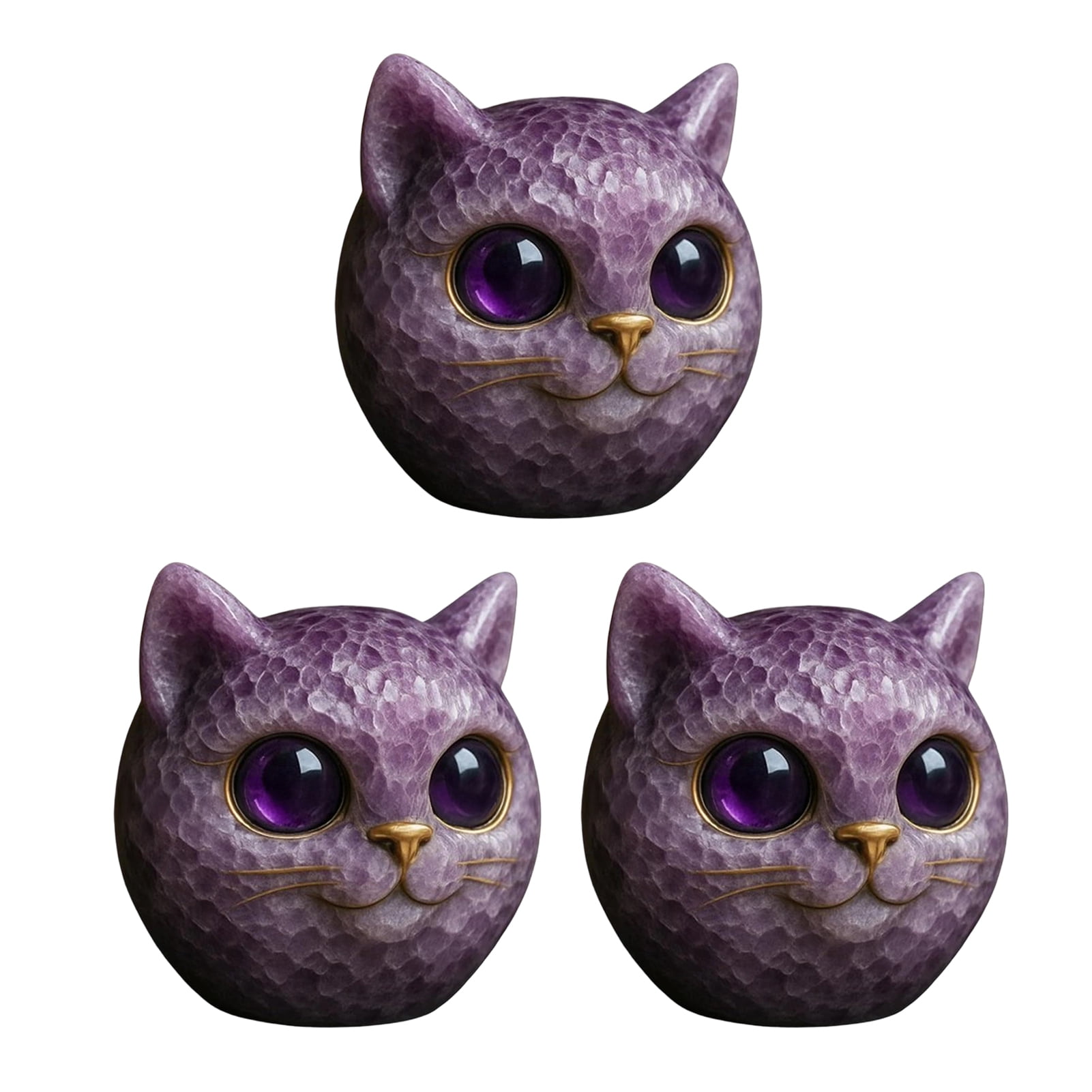 Taolixe Handmade Cat Stone Imitation Crystal Cat Head Sculpture Resin ...
