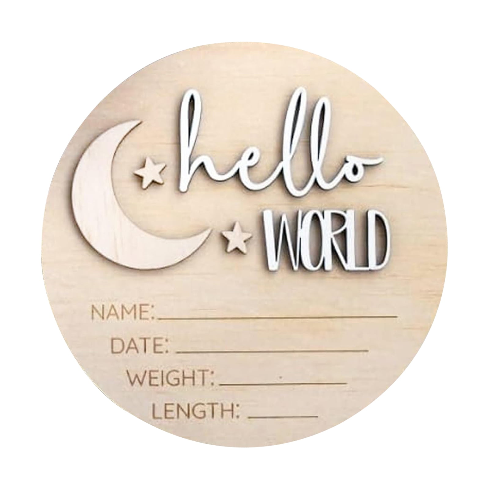 Taolixe Hello World Newborn Sign Moon Stars Design Wooden Birth ...