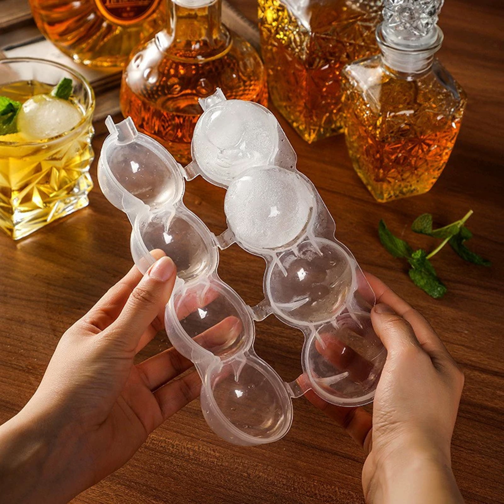 Taolixe Ice Ball Maker 4 Hole Round Ice Cube Mold Easy Fill Release Ice ...