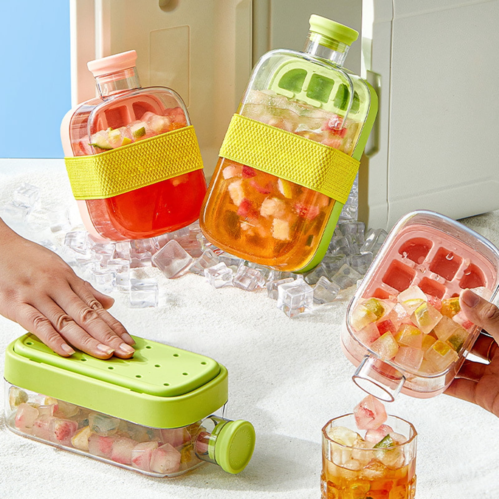 Taolixe Ice Cube Tray with Lid for Freezer Reusable Vertical Ice Cube ...