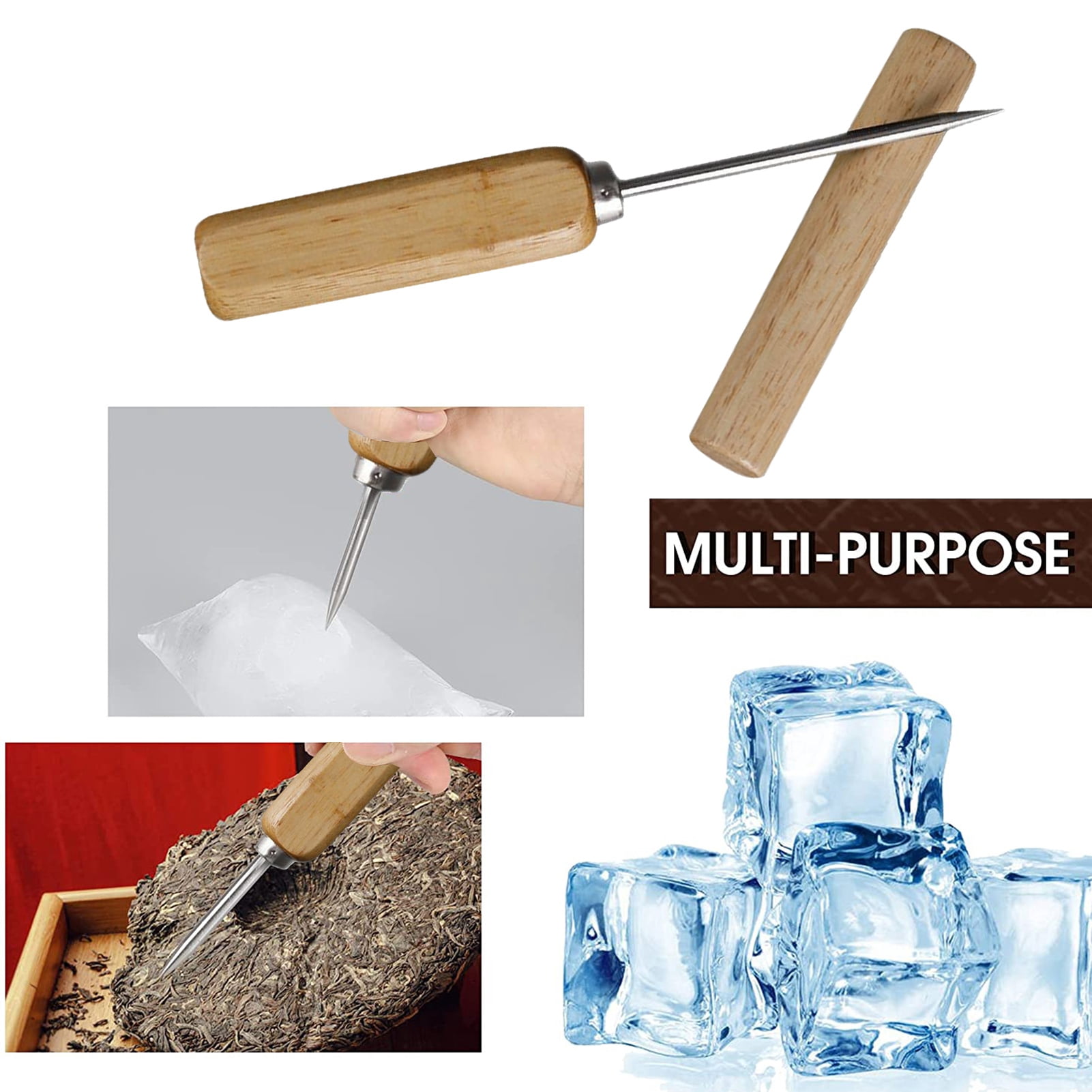 Taolixe Ice Picks Stainless Steel Ice Cone with Wooden Handle Manual ...