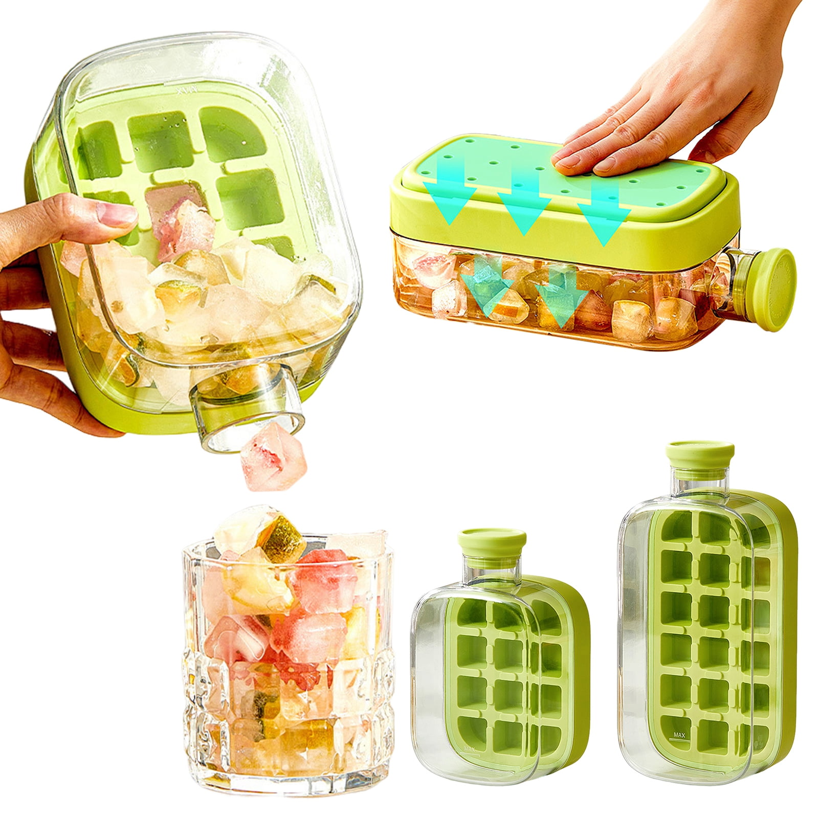 Taolixe Ice Tray with Lid Bin Efficient Ice Making Mold for Freezer ...