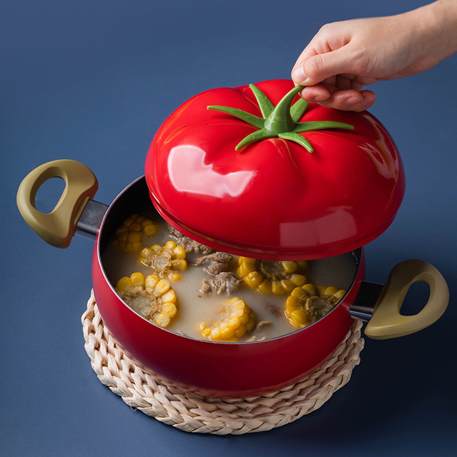 Taolixe Nonstick Soup Pot Milk Pot Pasta Can Tomato-Shaped Cocotte Cooking Pot for Stewing ...