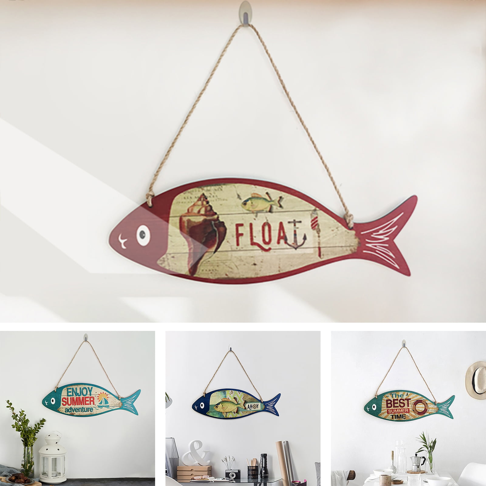 Taolixe Ocean Fish Wall Plaque Summer Beach Wood Hanging Sign ...