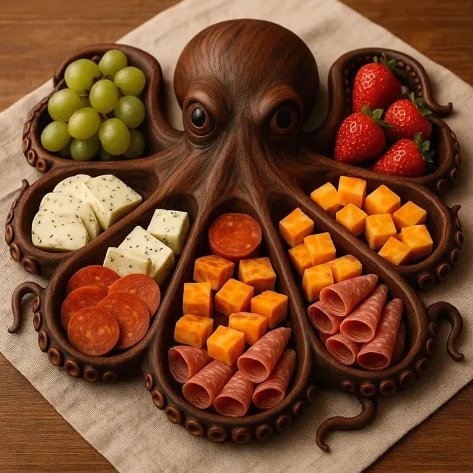 Taolixe Plastic Serving Tray Ocean Themed Cheese Bread Board Fruits Nuts Wood Display Board ...