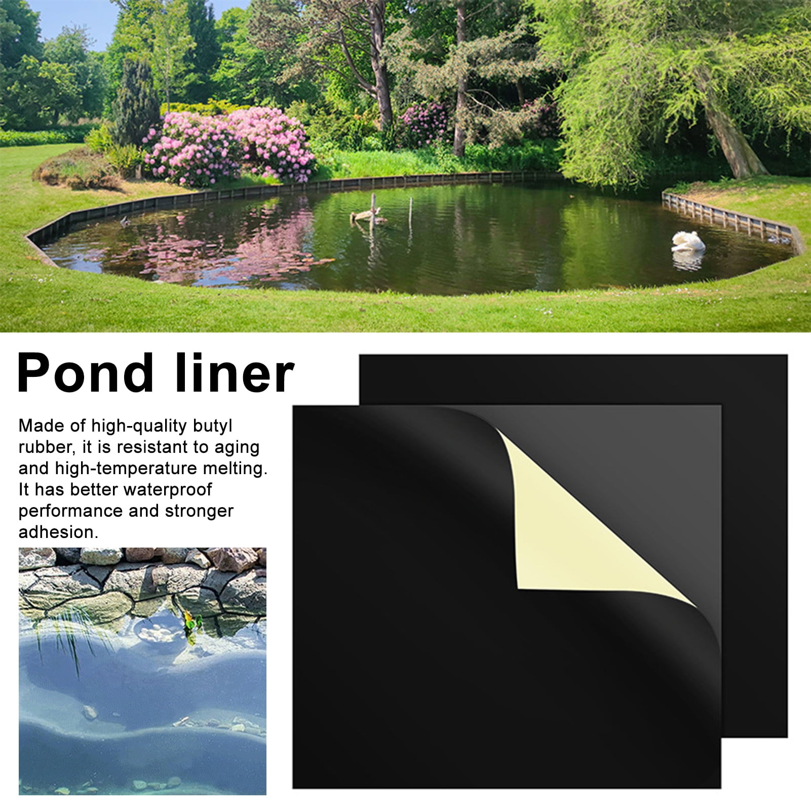 Taolixe Pond Liner Repair Patch Waterproof 8" x 8" Self Adhesive Patch Peel And Stick Pond Seam ...