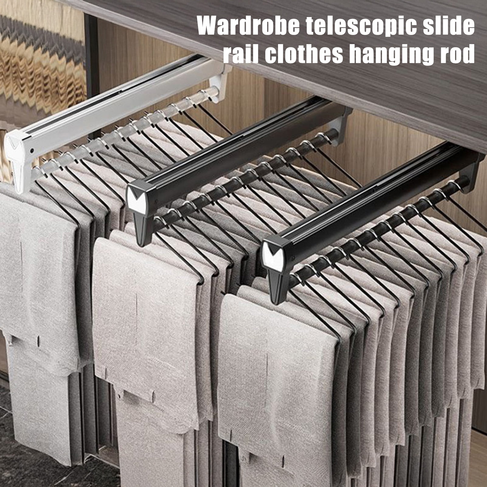 Taolixe Pull-Out Pants Rack Heavy Duty Aluminum Alloy Space Saving ...