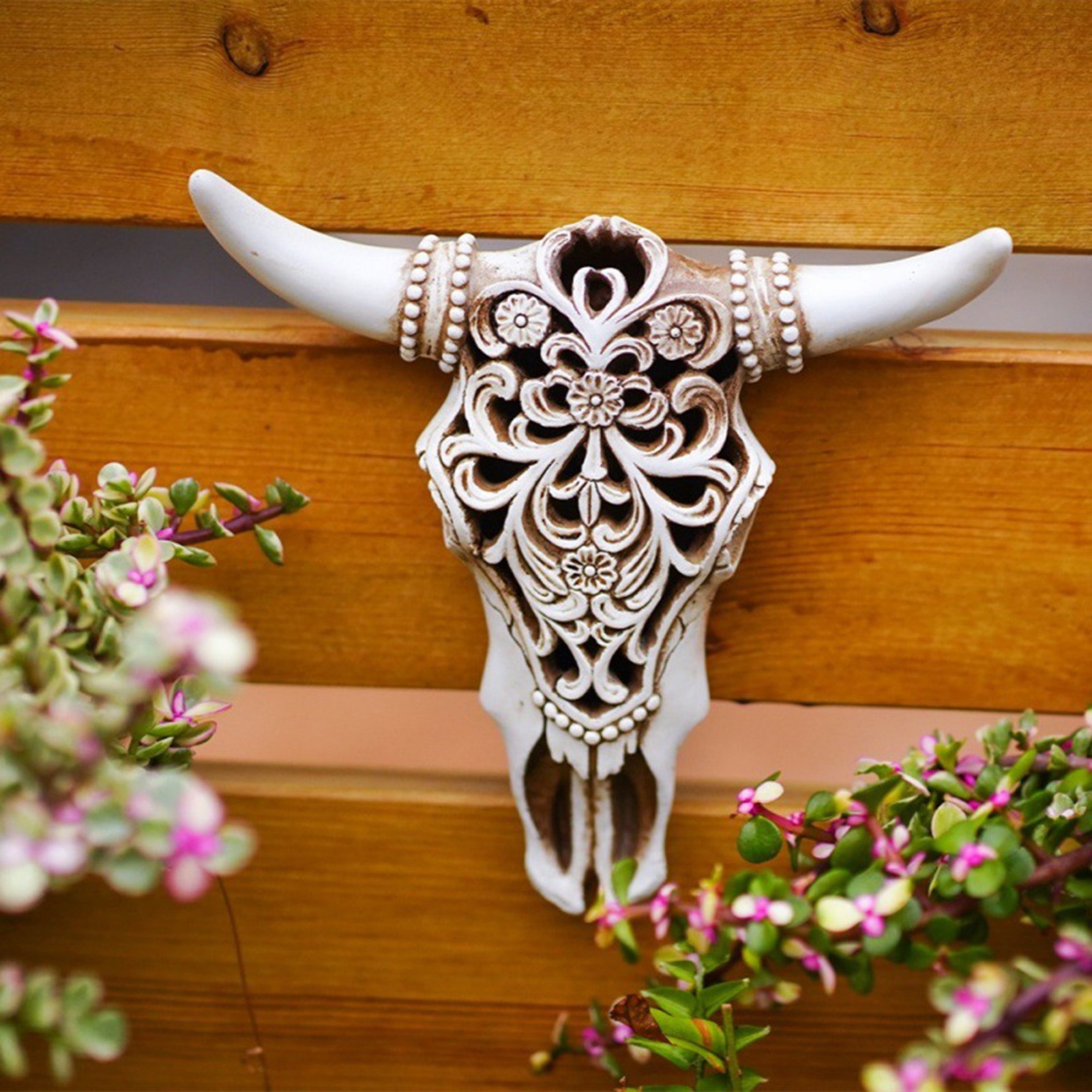 Taolixe Retro Bull Skull Ornament Resin 3D Hollow Bull Skull Wall ...