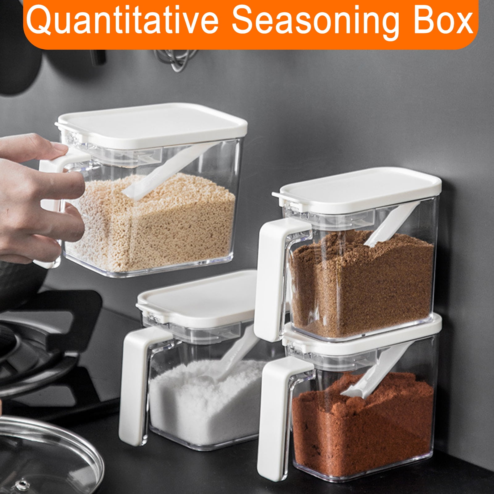 Taolixe Seasoning Box with Lid Spoon Spice Condiment Jars Stackable ...