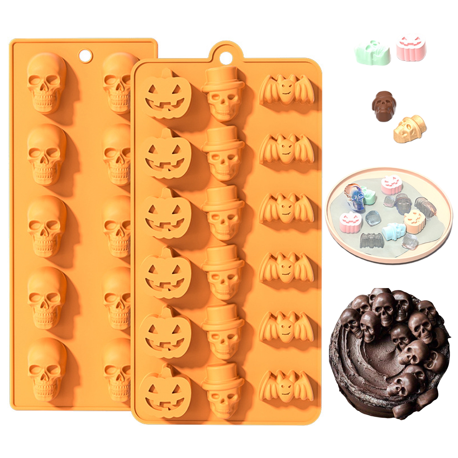 Taolixe Silicone Chocolate Mold Skull Shape Candy Molds Flexible Baking ...