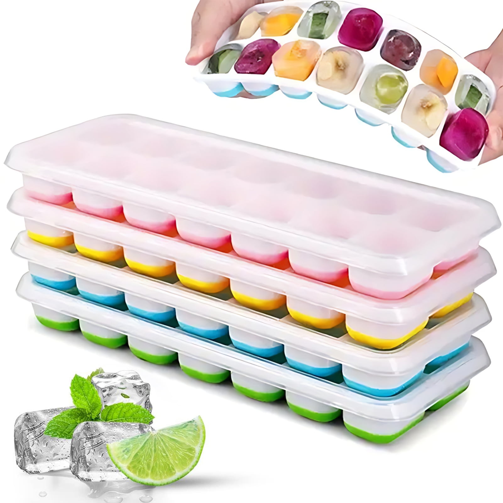 Taolixe Silicone Refrigerator Ice Cube Trays with Lid BPA Free Large ...
