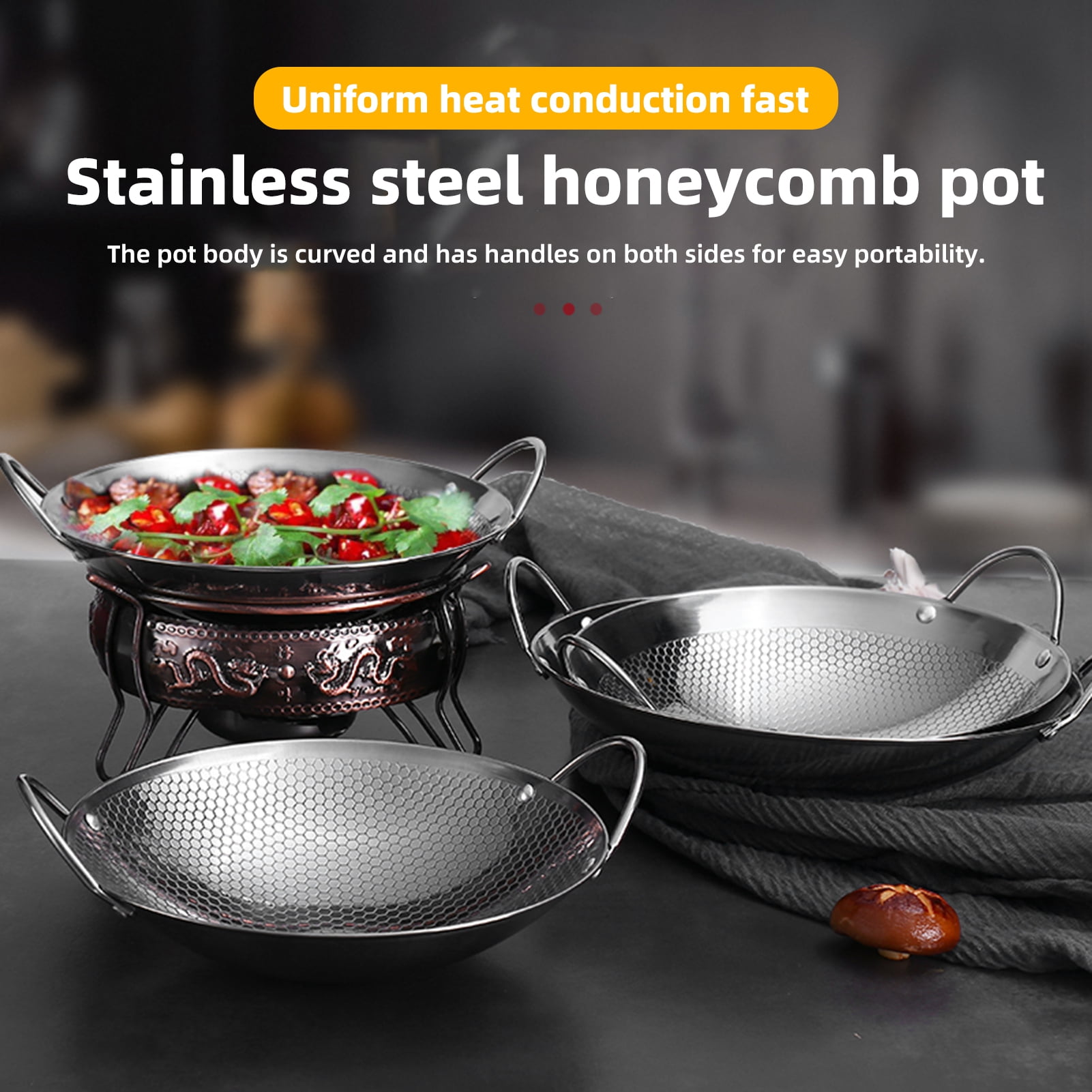 Taolixe Stainless Steel Honeycomb Skillet Thickened Alcohol Stove Pot ...
