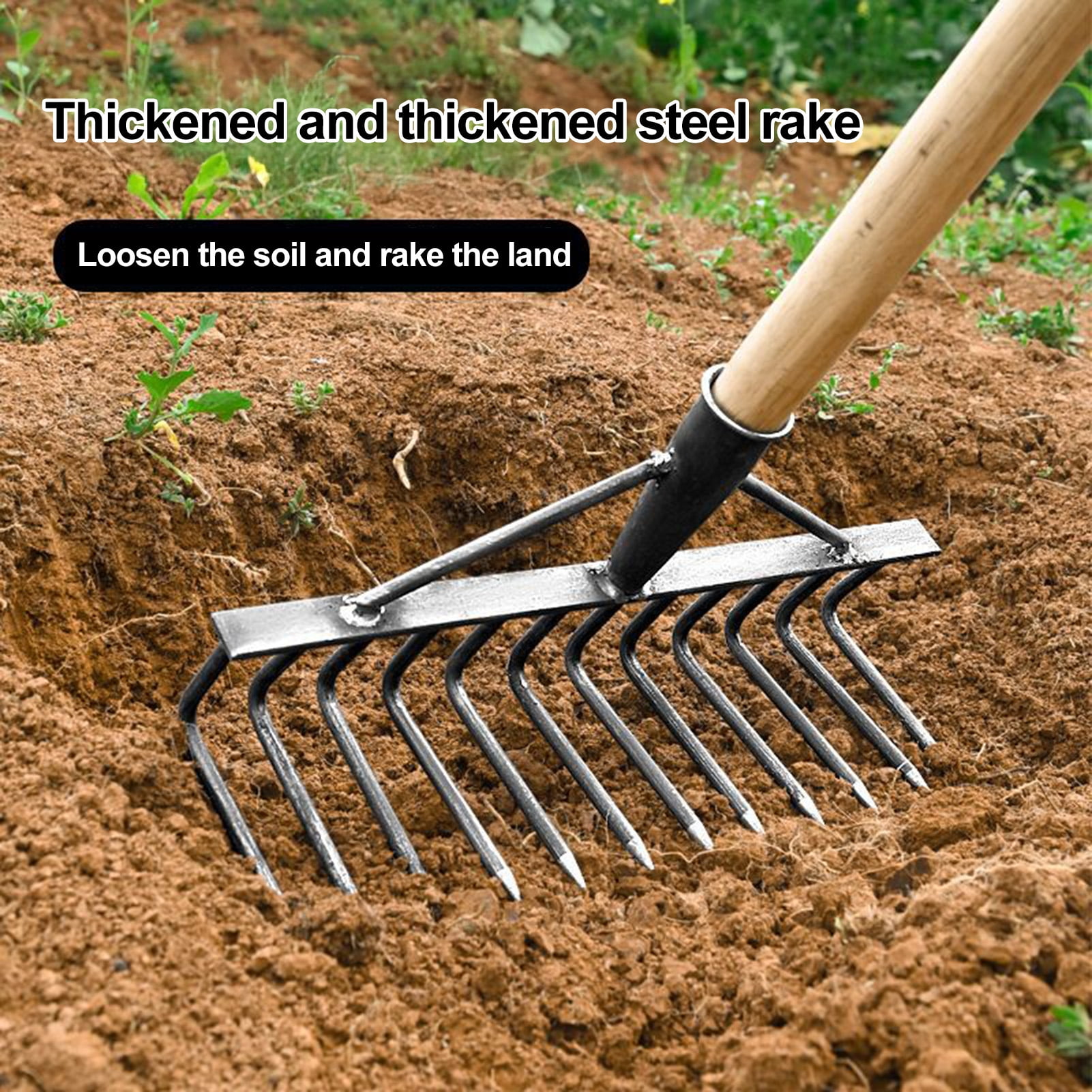 Taolixe Steel Weeding Rake Detachable Gardening Hand Weeder Heavy-Duty ...