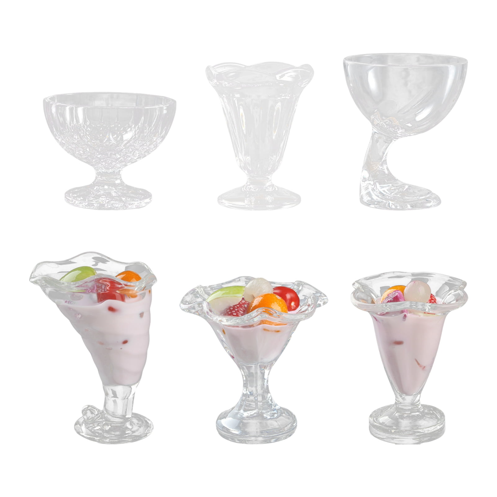 Taolixe Summer Ice Cream Cup Clear Thick Dessert Bowls for Sundae Fruit ...