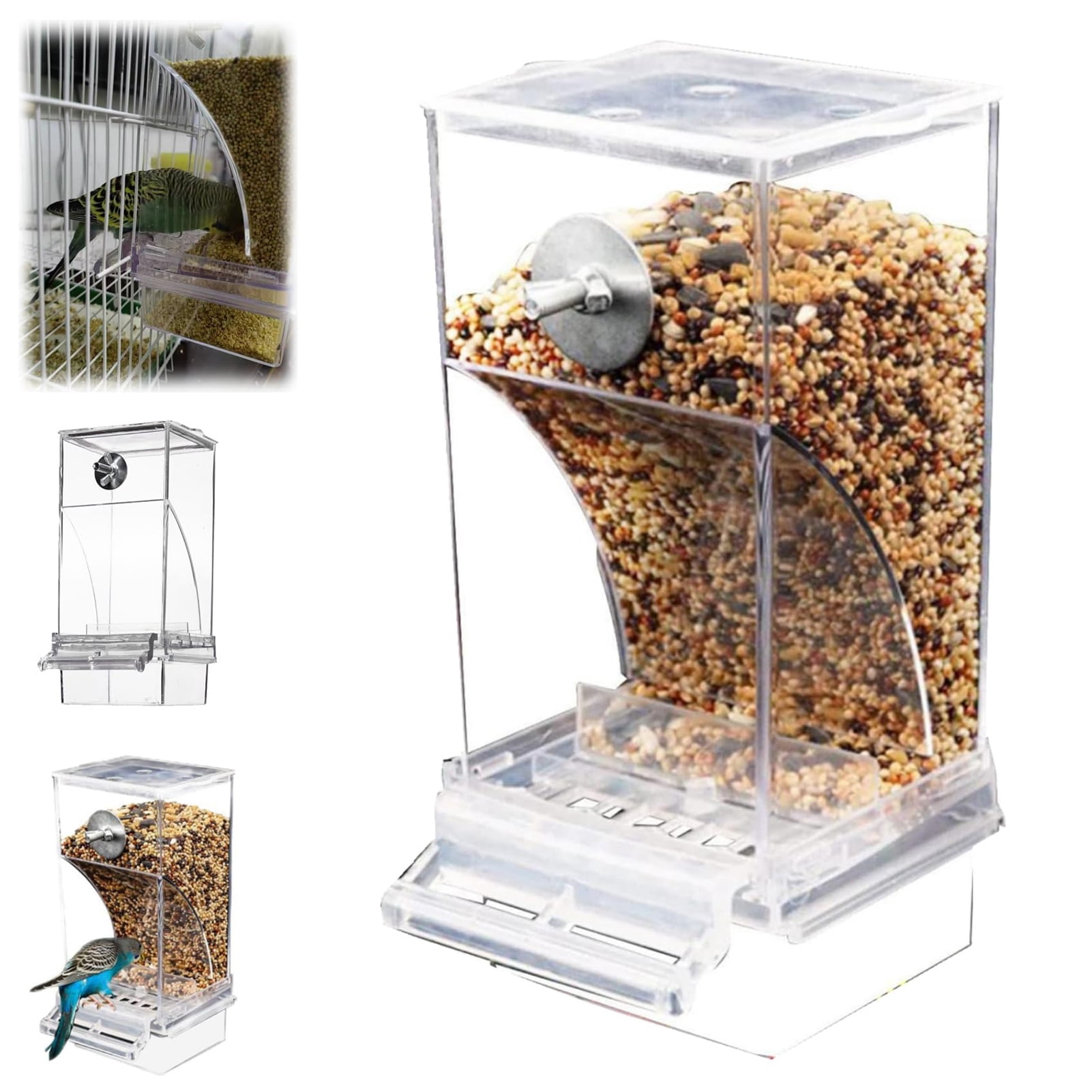 Taolixe Transparent Acrylic Bird Feeder Automatic No-Mess Bird Cage ...