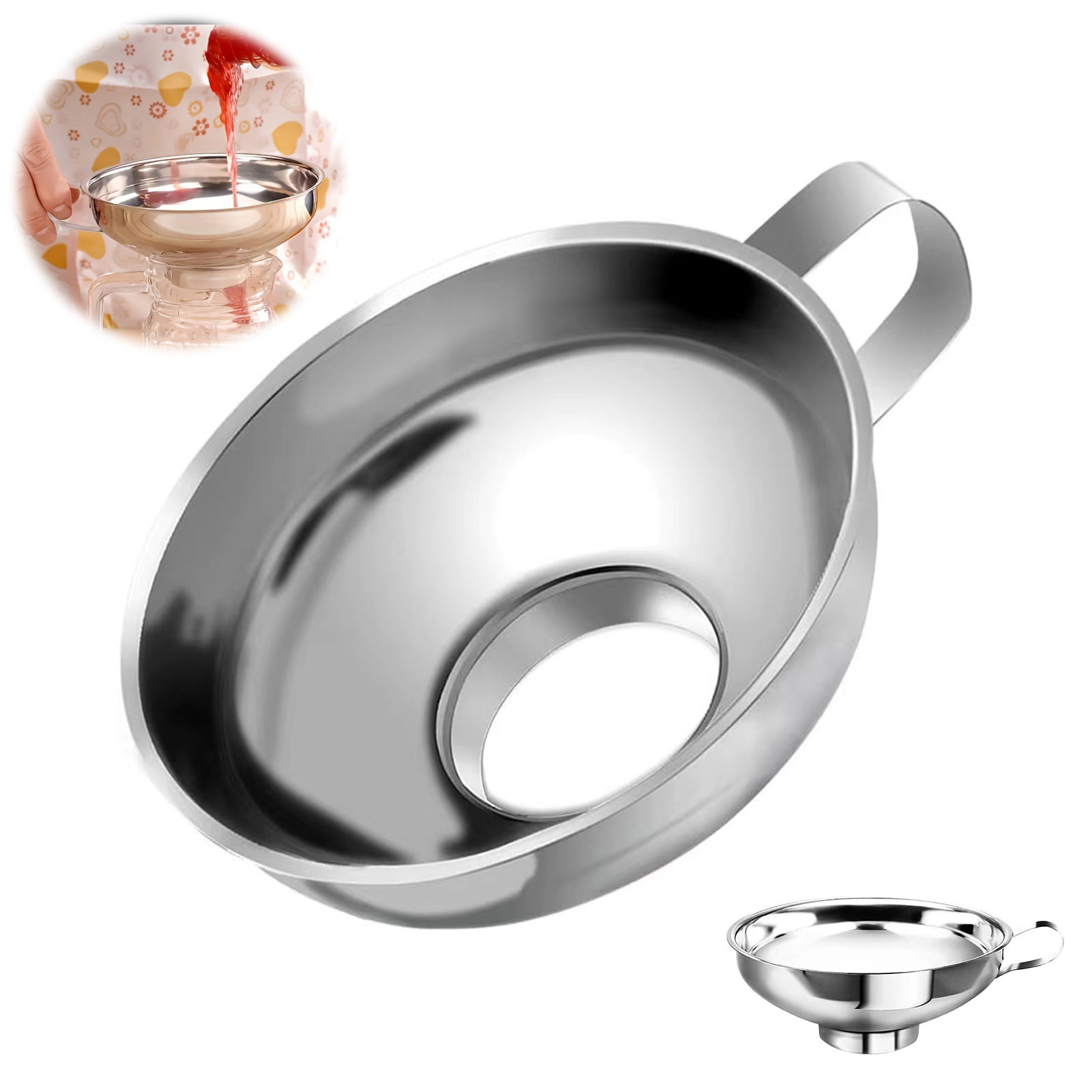 Taolixe Wide Mouth Funnel with Handles Stainless Steel Kitchen Funnel ...
