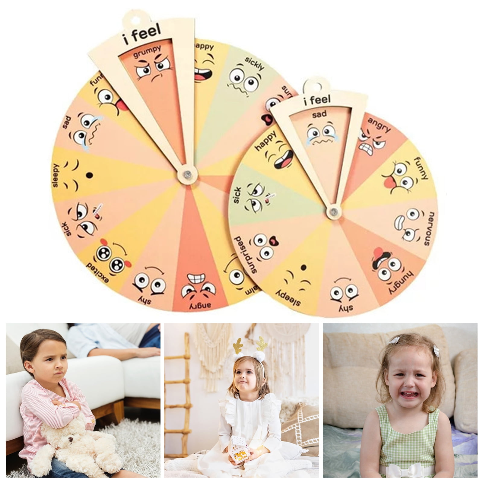 Taolixe Wooden Feelings Wheel Emotion Regulation Spinner Kids Social ...