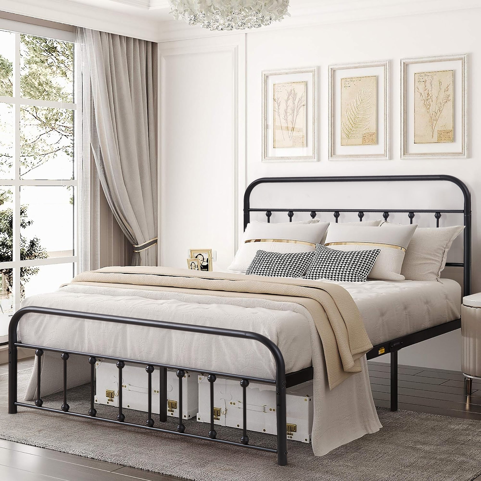 Taomika Black Full Size Modern Metal Platform Bed - Walmart.com