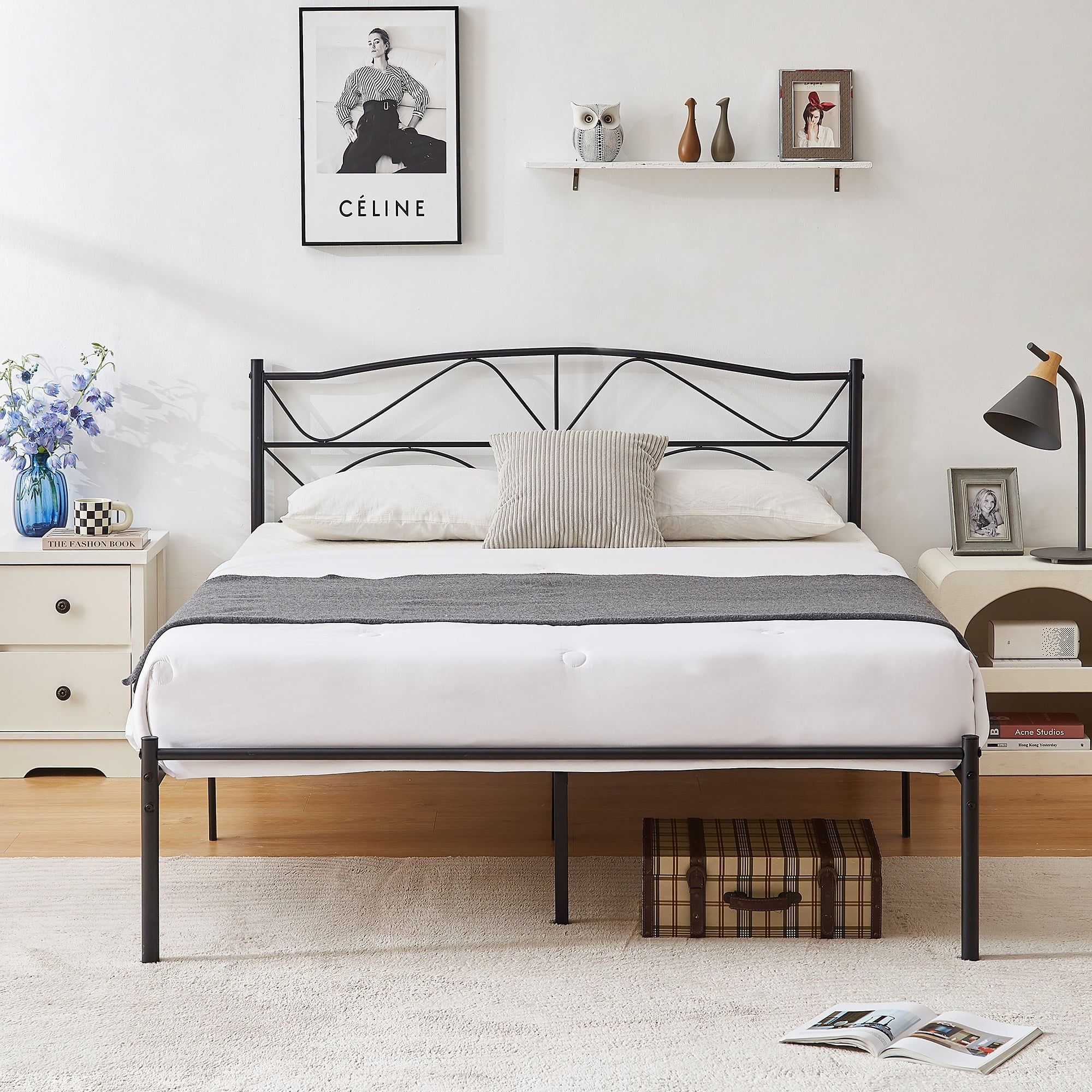 Taomika, Queen Size Bed Frame with Headboard,Easy Set up- Twin/Full ...