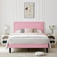Taomika Queen Size Pink Upholstered Bed Frame, Tufted Adjustable ...
