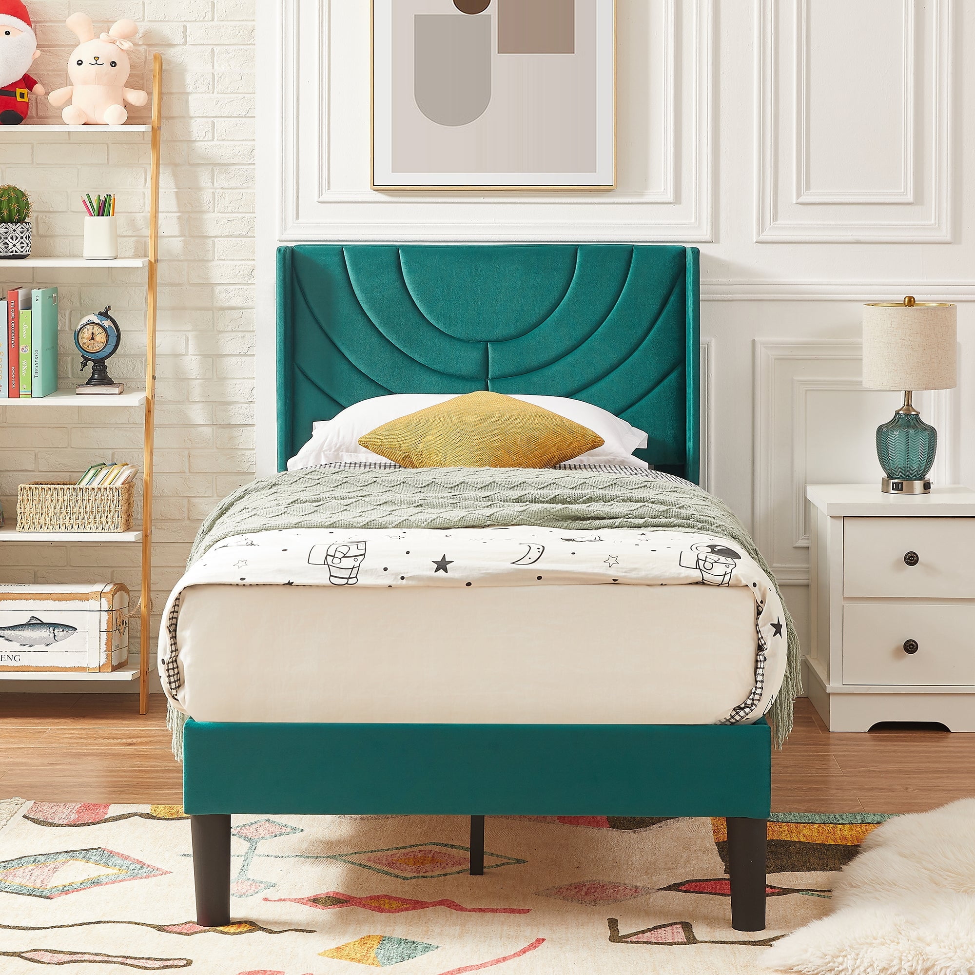 Taomika, Twin Size Upholstered Height-adjustable Platform Bed Frame ...