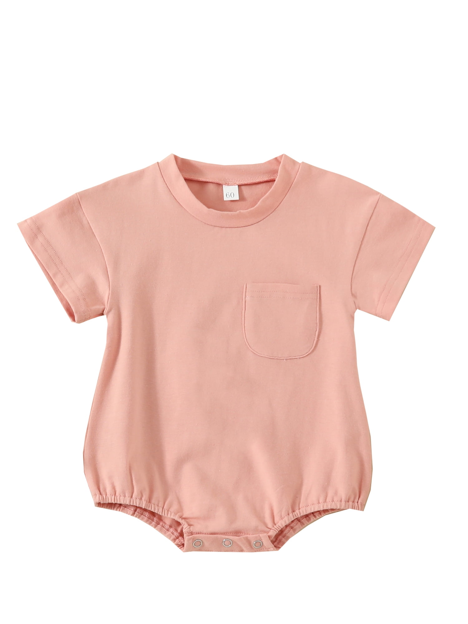 Taoocy Baby Boy Girl Oversized T-Shirt Romper Short Sleeve Pocket Bubble Bodysuit Summer Clothes ...