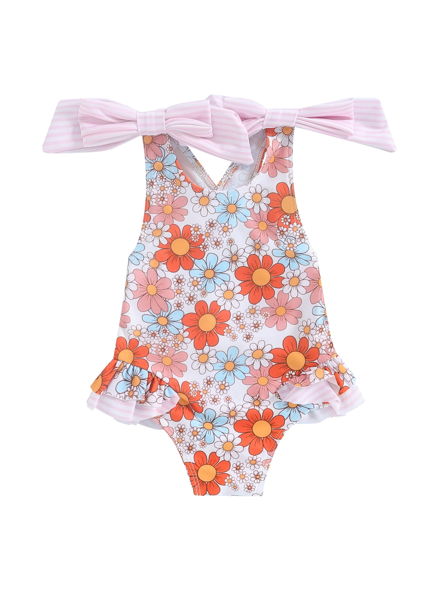 Taoocy Baby Girls One Piece Swimwear Floral Bathing Suit Ruffles ...