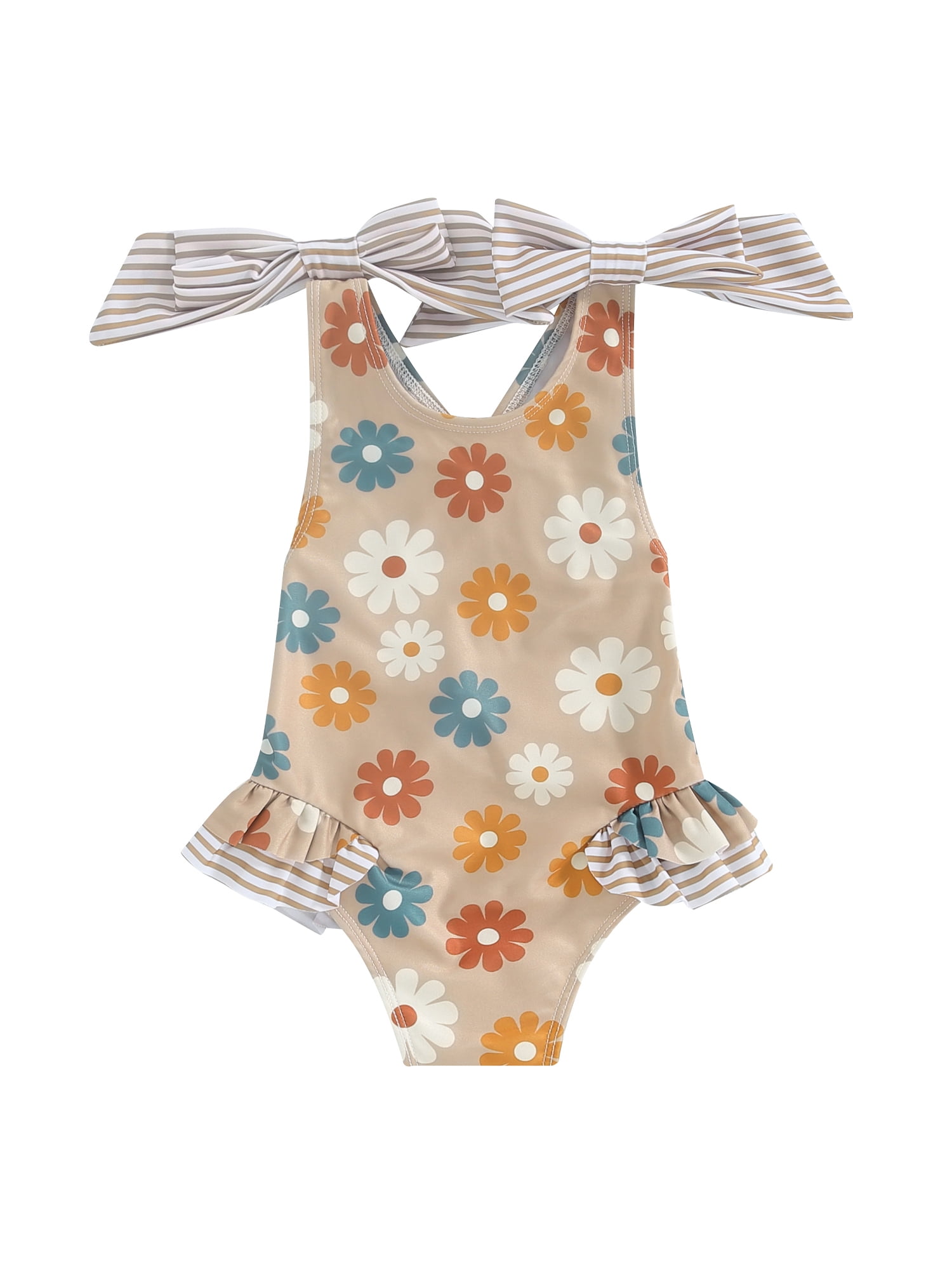 Taoocy Baby Girls One Piece Swimwear Floral Bathing Suit Ruffles ...