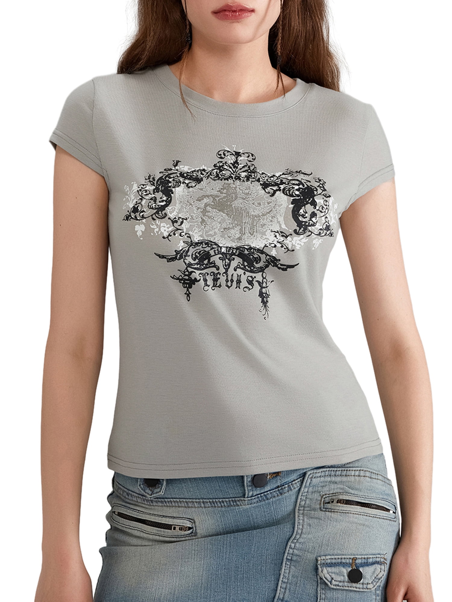 Taoocy Grunge Graphic Tees for Women Y2k Vintage Gothic T Shirt Teen ...