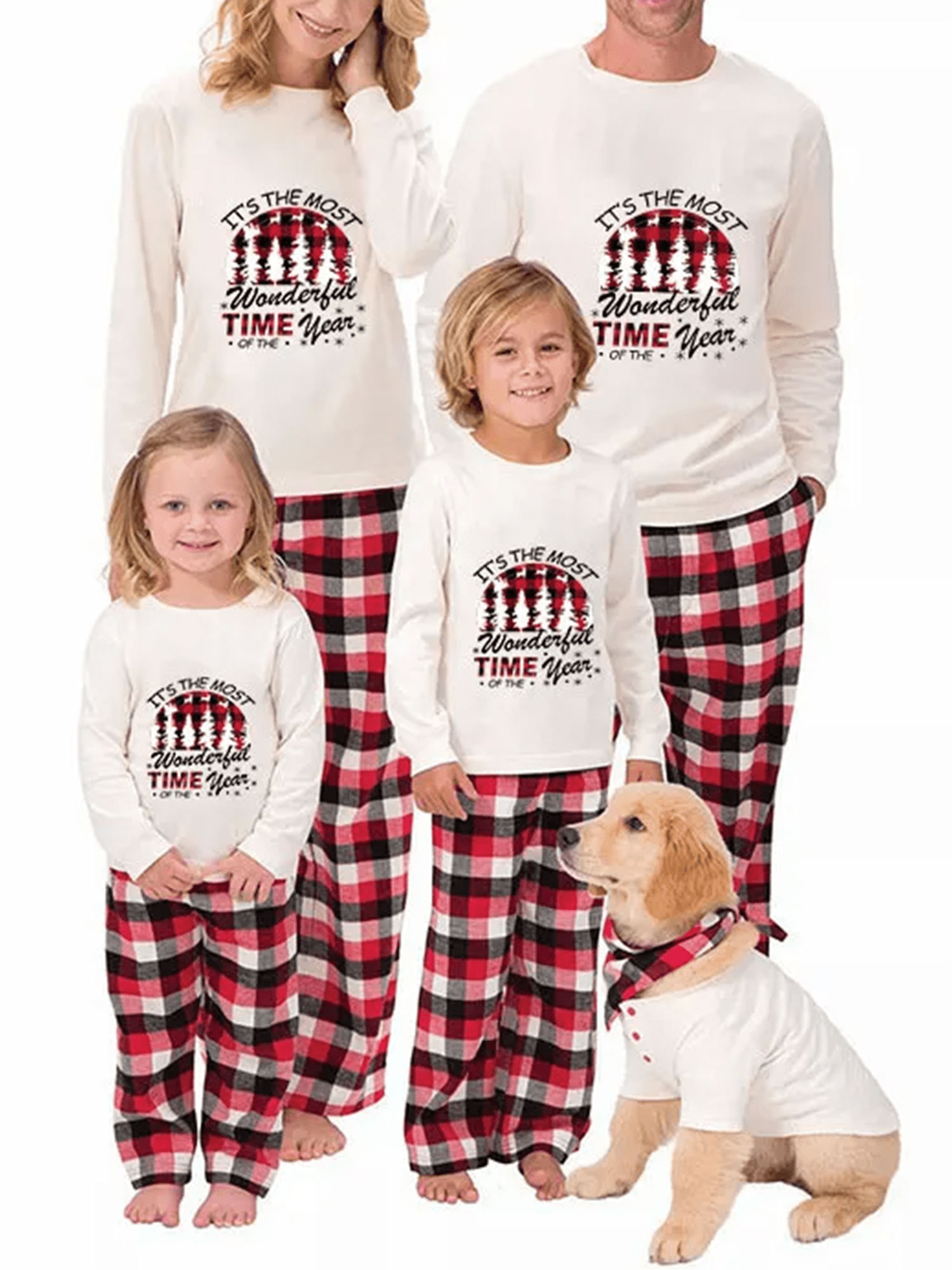 Taoocy Matching Christmas Family Pajamas Letter Print Long Sleeve Tops ...