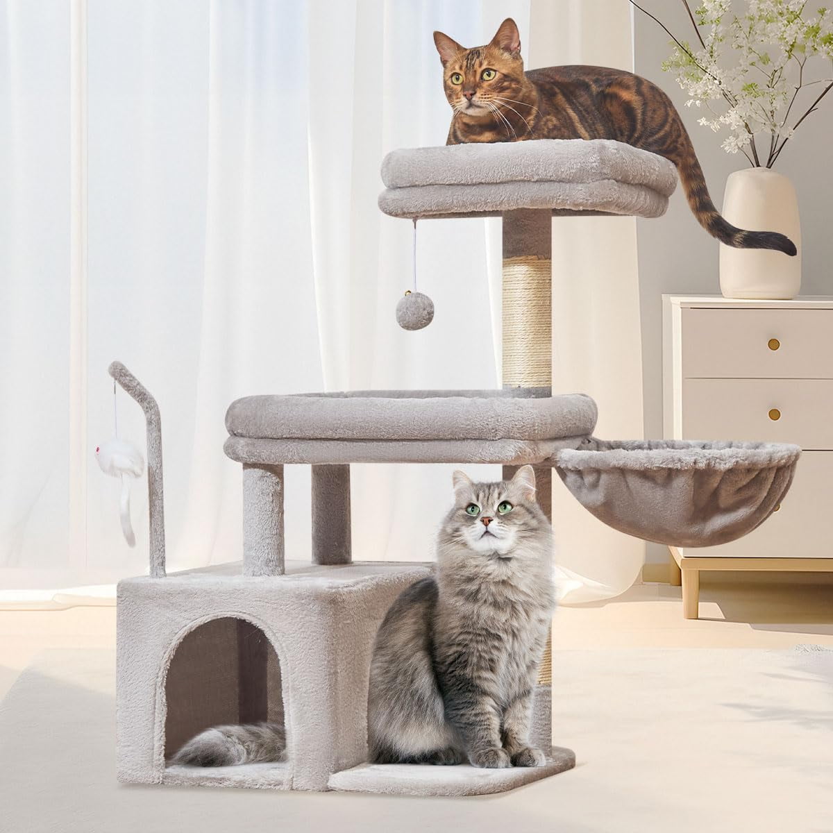 Taoqimiao Cat Tree, 32.2-Inch Cat Tower for Indoors Cats, Cat Condo ...