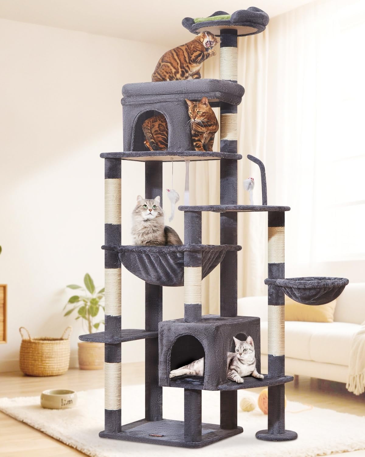 Taoqimiao MS032G 83In Cat Tree for Indoor Cats Large Adult, XXL-Cat ...
