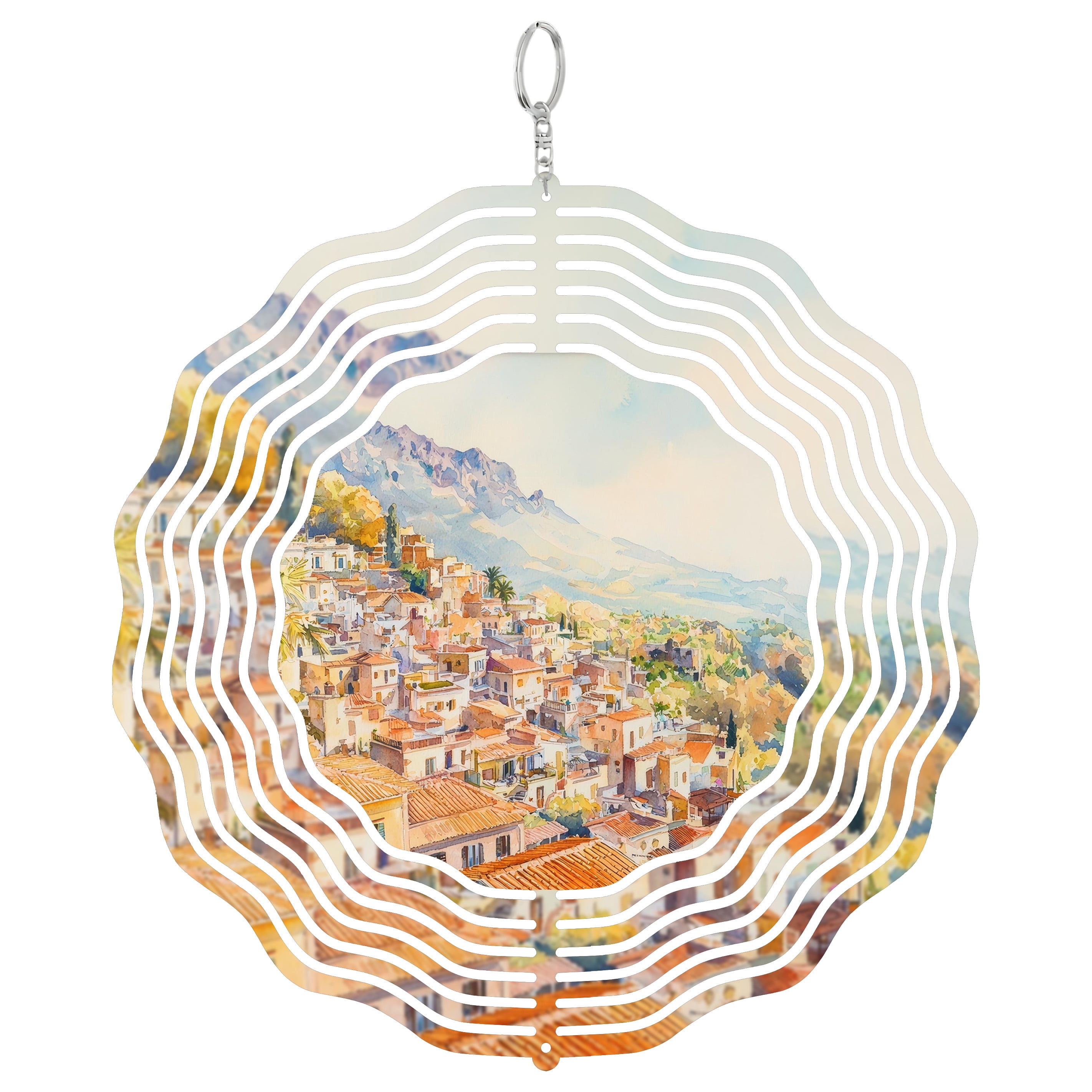 Taormina Sicily Mount Etna View 3D Wind Spinner Metal Hanging Decor ...