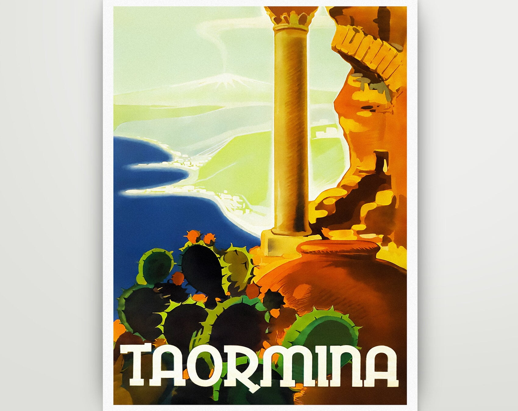Taormina Vintage Poster, 12x18 UNFRAMED - Walmart.com