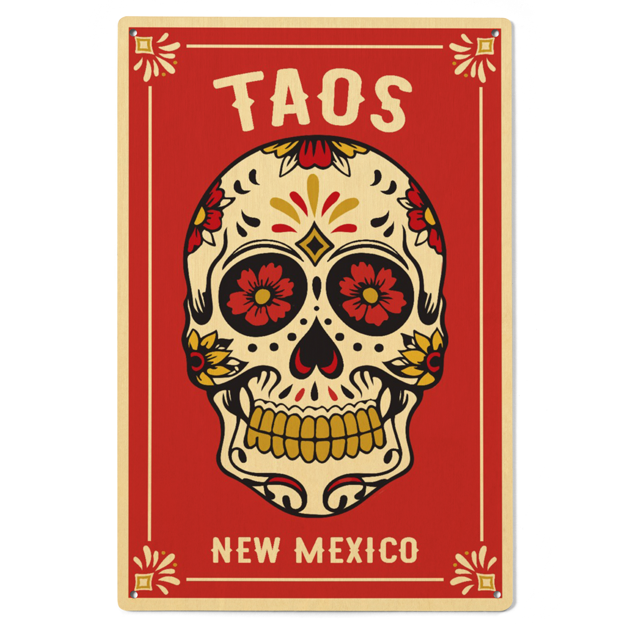 Taos, New Mexico, Day of the Dead, Sugar Skull and Flower Pattern Birch ...