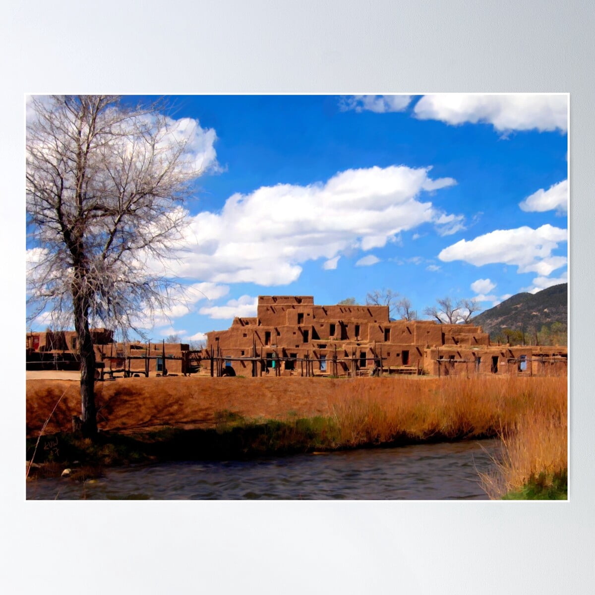 Taos Pueblo, Early Spring Poster Wall Art, Modern Wall Decor For Living ...