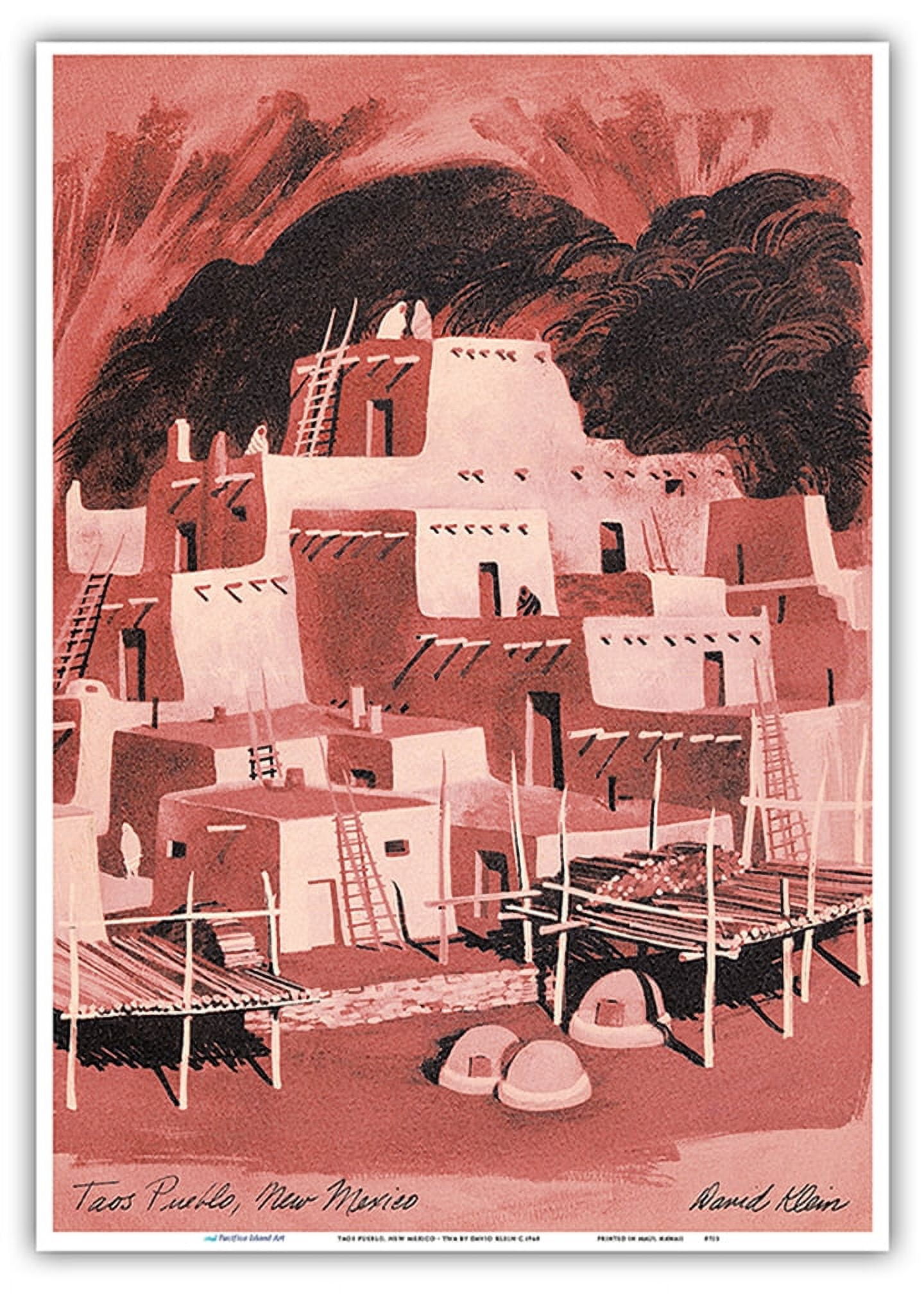 Taos Pueblo New Mexico - Adobe Dwellings - Vintage Travel Poster by ...